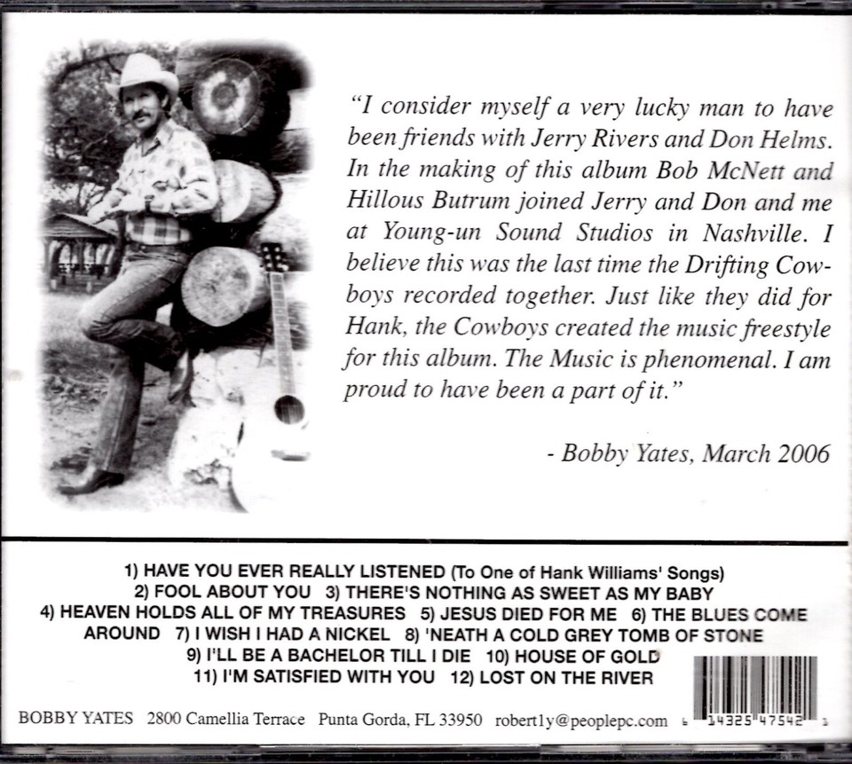 CD - Bobby Yates - Have You Ever Really Listened - Hank Williams ...
