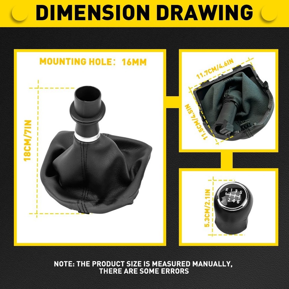 Gear Shift Lever Knob Boot For VW Transporter T6 6 Speed Manual Stick ...