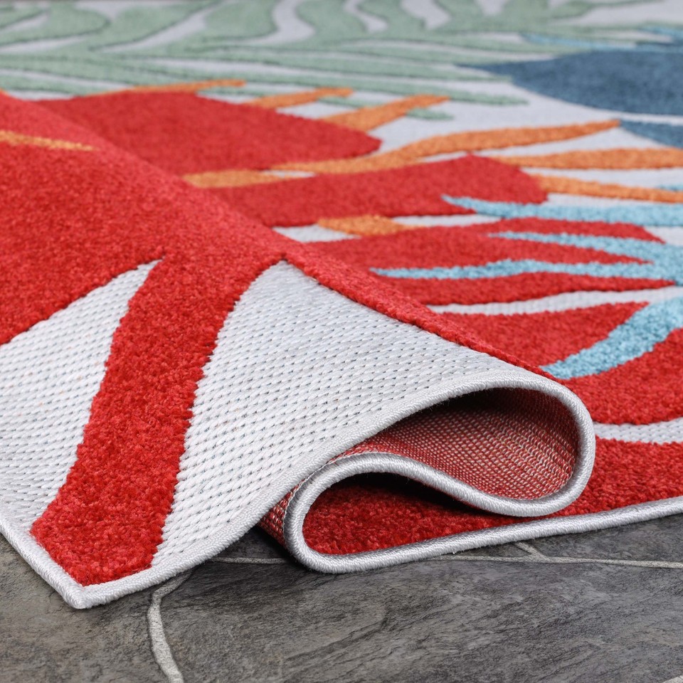 Tropical Leaves Coastal Palm Carpet Large Indoor Outdoor Area Rugs or ...