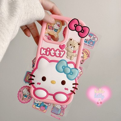 For iPhone 17 16 15 14 13 12 11 3D Cartoon Cute Kitty Cat Protective ...