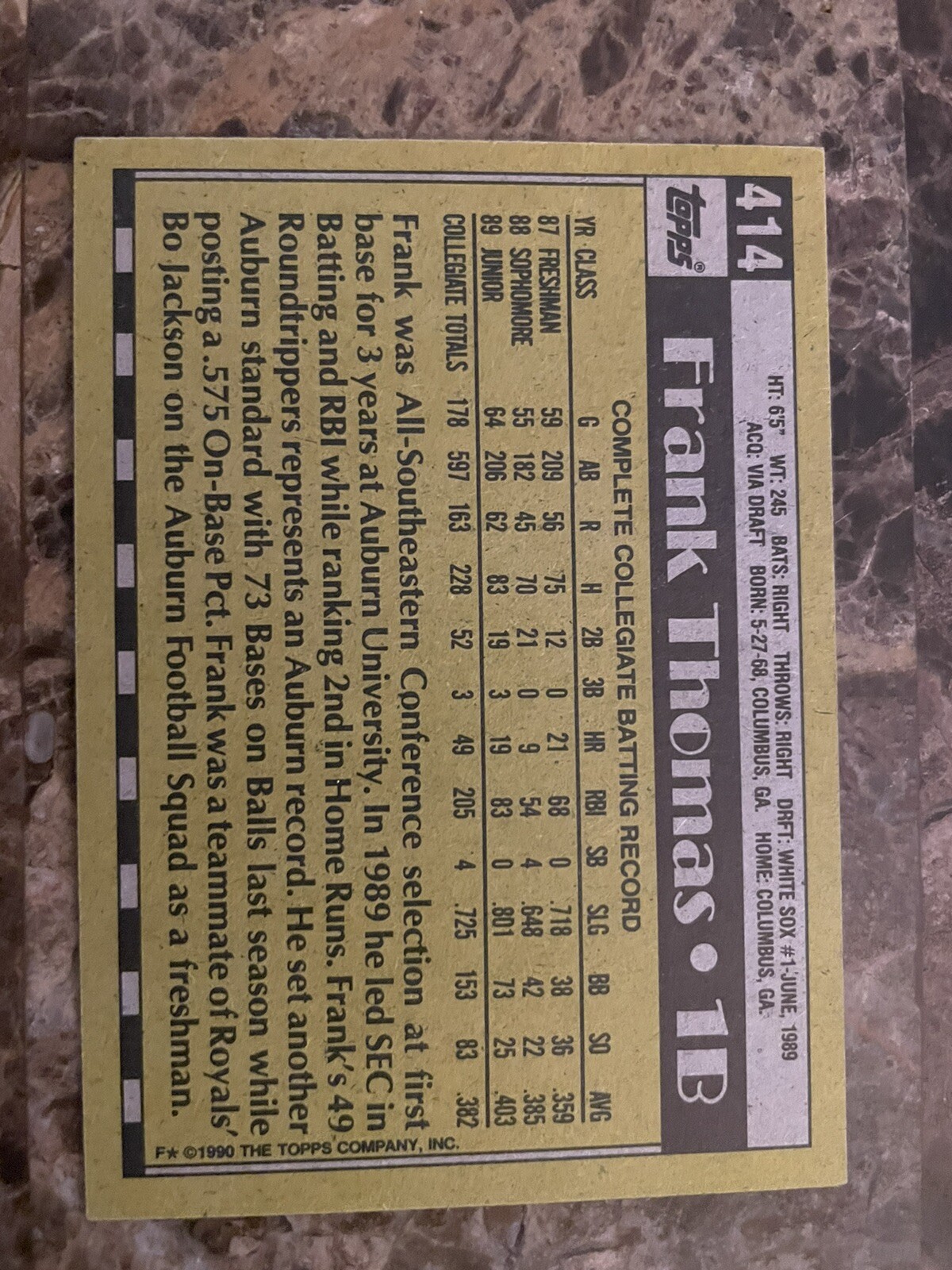 Topps 414 Frank Thomas Error Card Double Print/ Multiple Errors | eBay