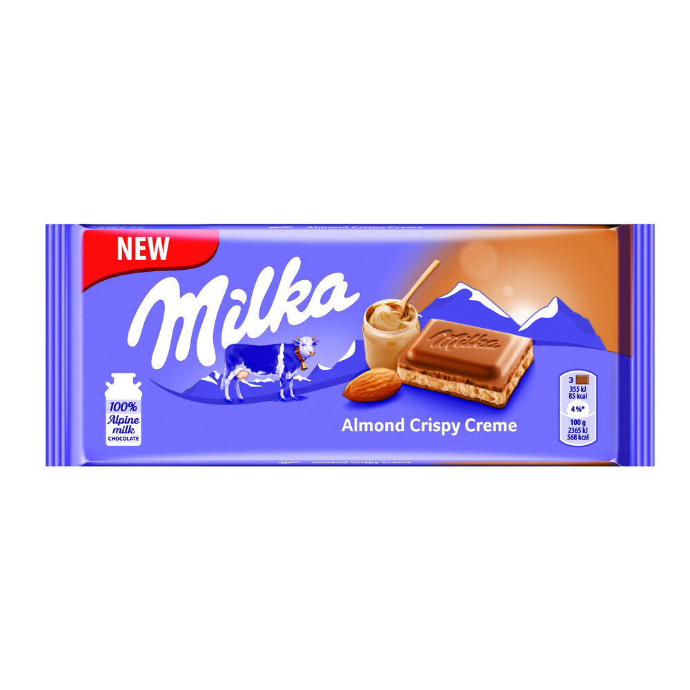 MILKA ALMOND CRISPY CREME - 90G - NEW DELICIOUS CHOCOLATE ALPINE MILK ...