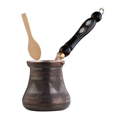 13 Oz Thickest Copper Turkish Coffee Pot 4 Servings Cezve Ibrik Briki ...