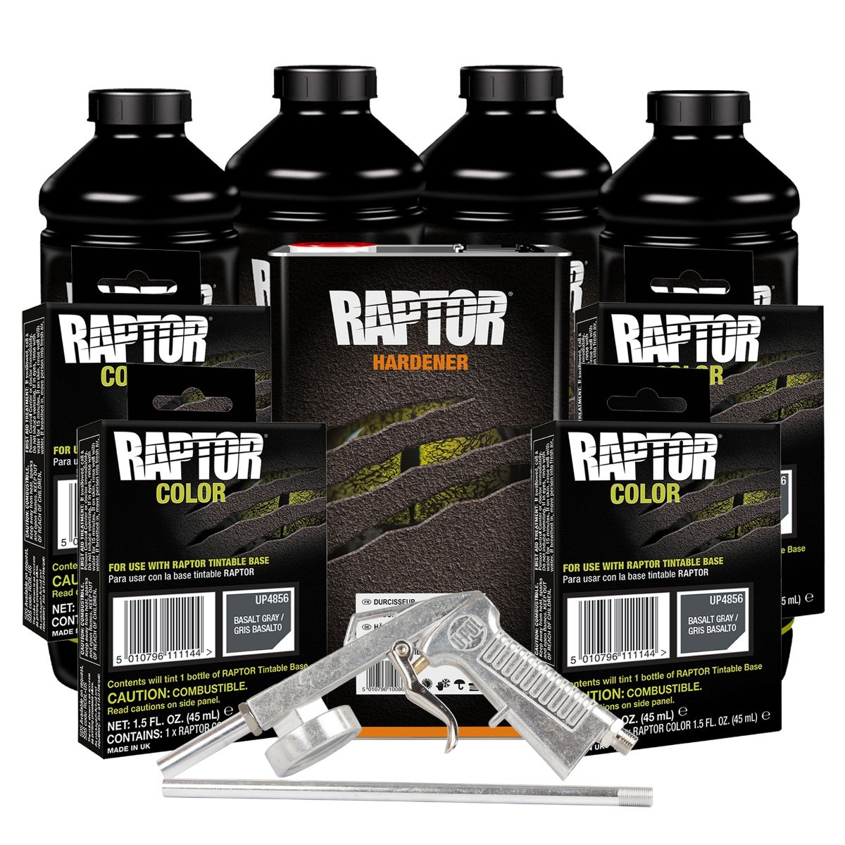 U-POL 821 + 4856 Basalt Gray 4L Spray On Raptor Truck Bed Liner Kit w ...