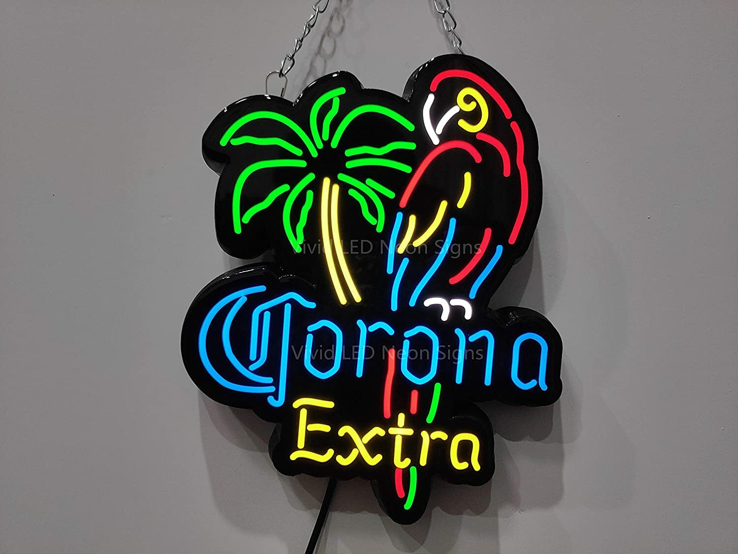 10" Corona Extra Parrot Vivid LED Sign Light Lamp Cute Bright Neon Wall ...