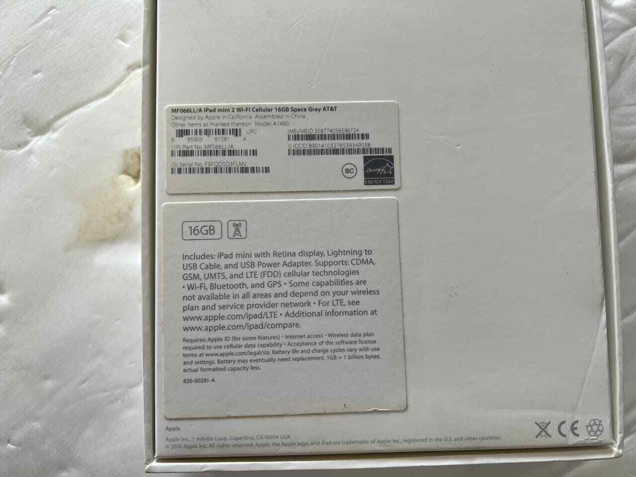 APPLE IPAD MINI 2 BOX 32GB EMPTY BOX AND CHARGER | eBay