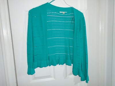 Cyrus Green Open Front Ruffle Cardigan Size M | eBay