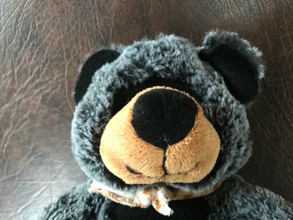 Plush Bear MONTANA Gray Black Puzzled Brand | eBay