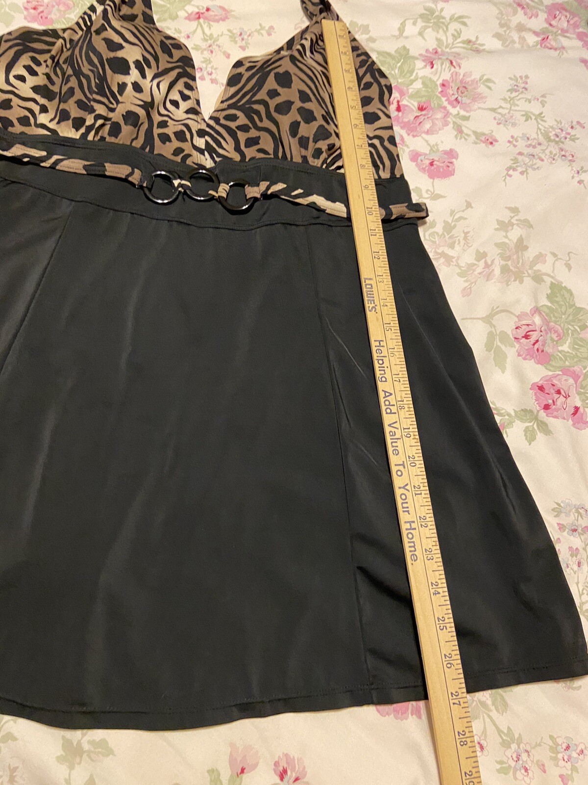 Jaclyn Smith 1-Piece Swim Dress Animal Print Top Blac… - Gem