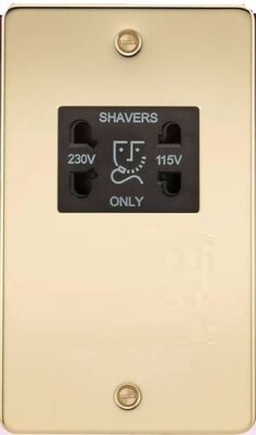 MK K14709PBRB Edge Polished Brass Shaver Socket Black Insert | eBay UK