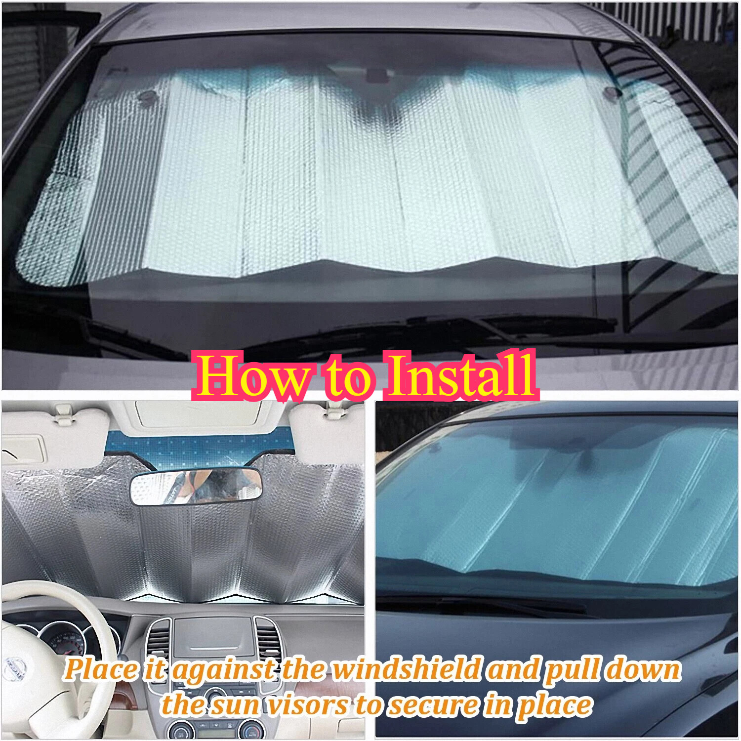 Foldable Car Windshield Front Window Sun Shade Cover Visor UV Block ...