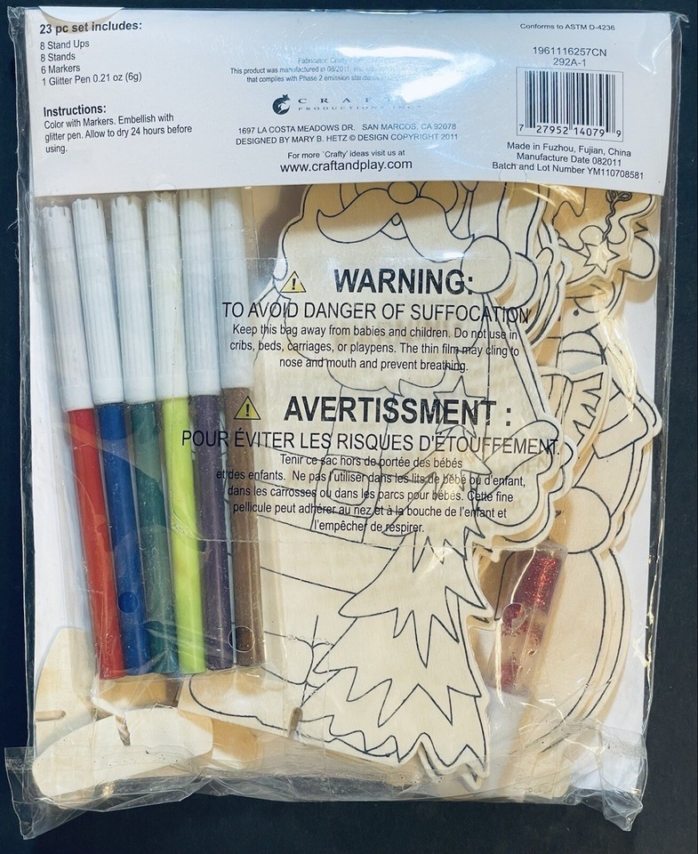 8 NEW CRAFT N PLAY READY TO PAINT OR COLOR WOOD CHRISTMAS STAND UPS KIT ...