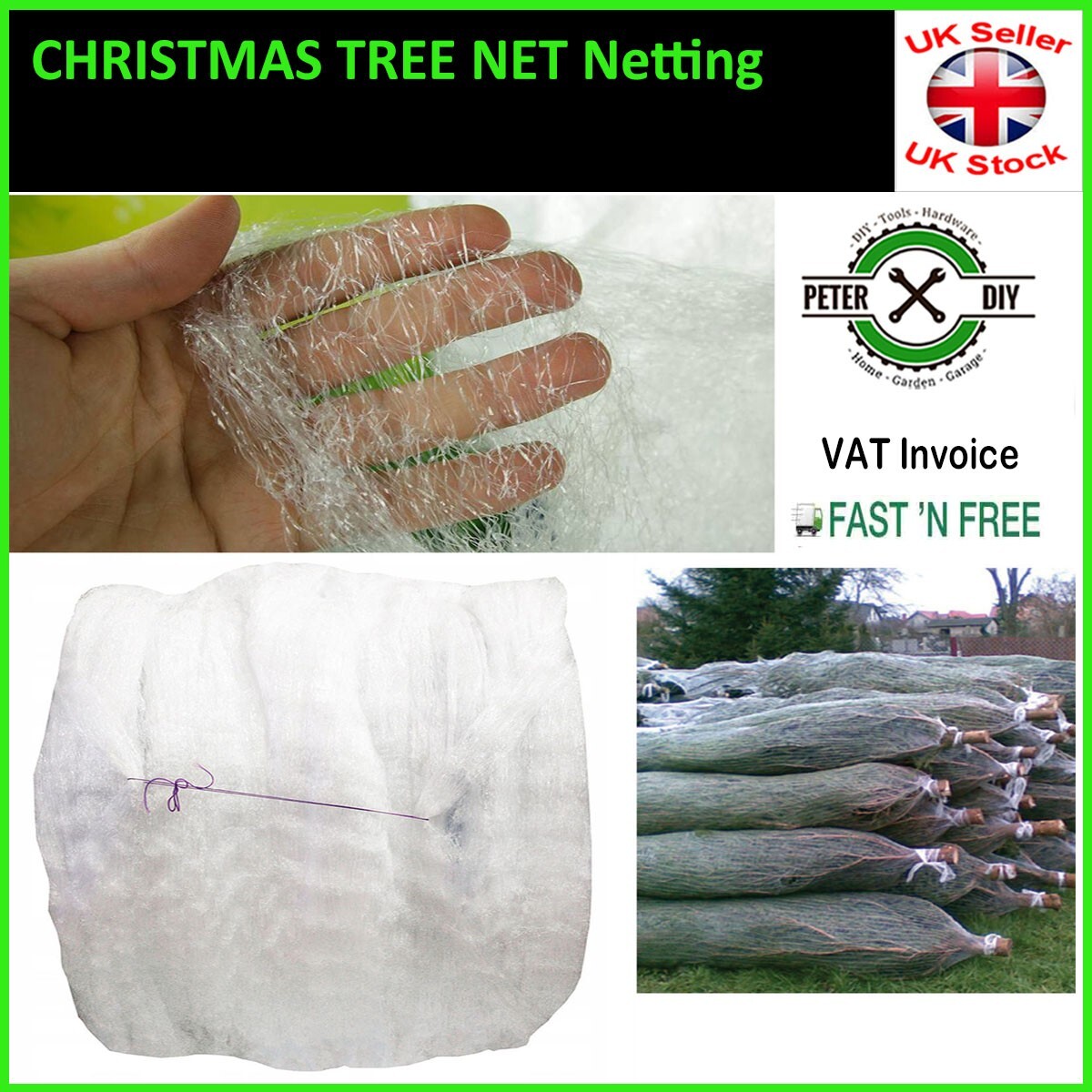 55cm x 300m CHRISTMAS TREE NET Netting Sleeve Hank Xmas Mono-filament ...