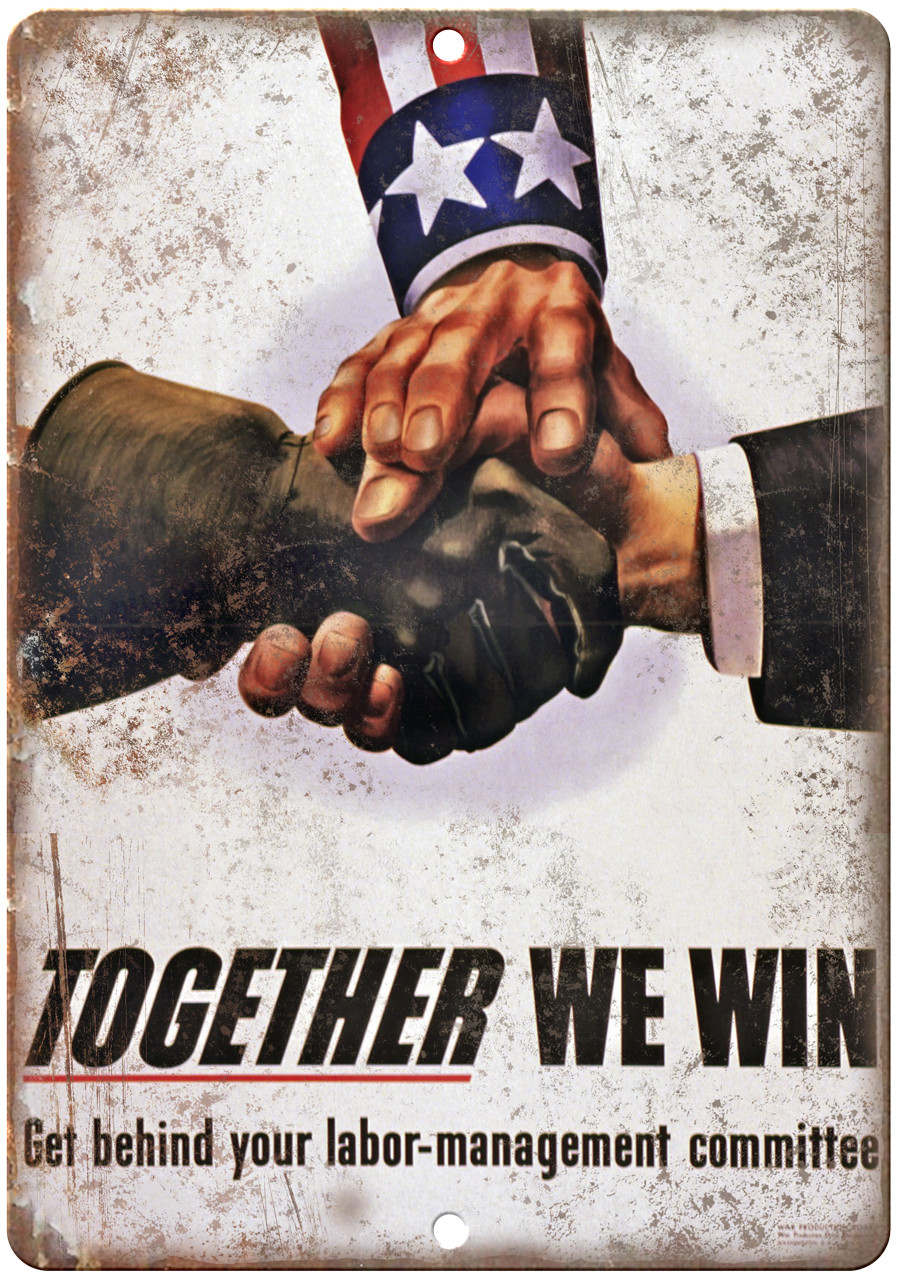Together We Win Labor Committee Poster 12" x 9" Reproduction Metal Sign ...