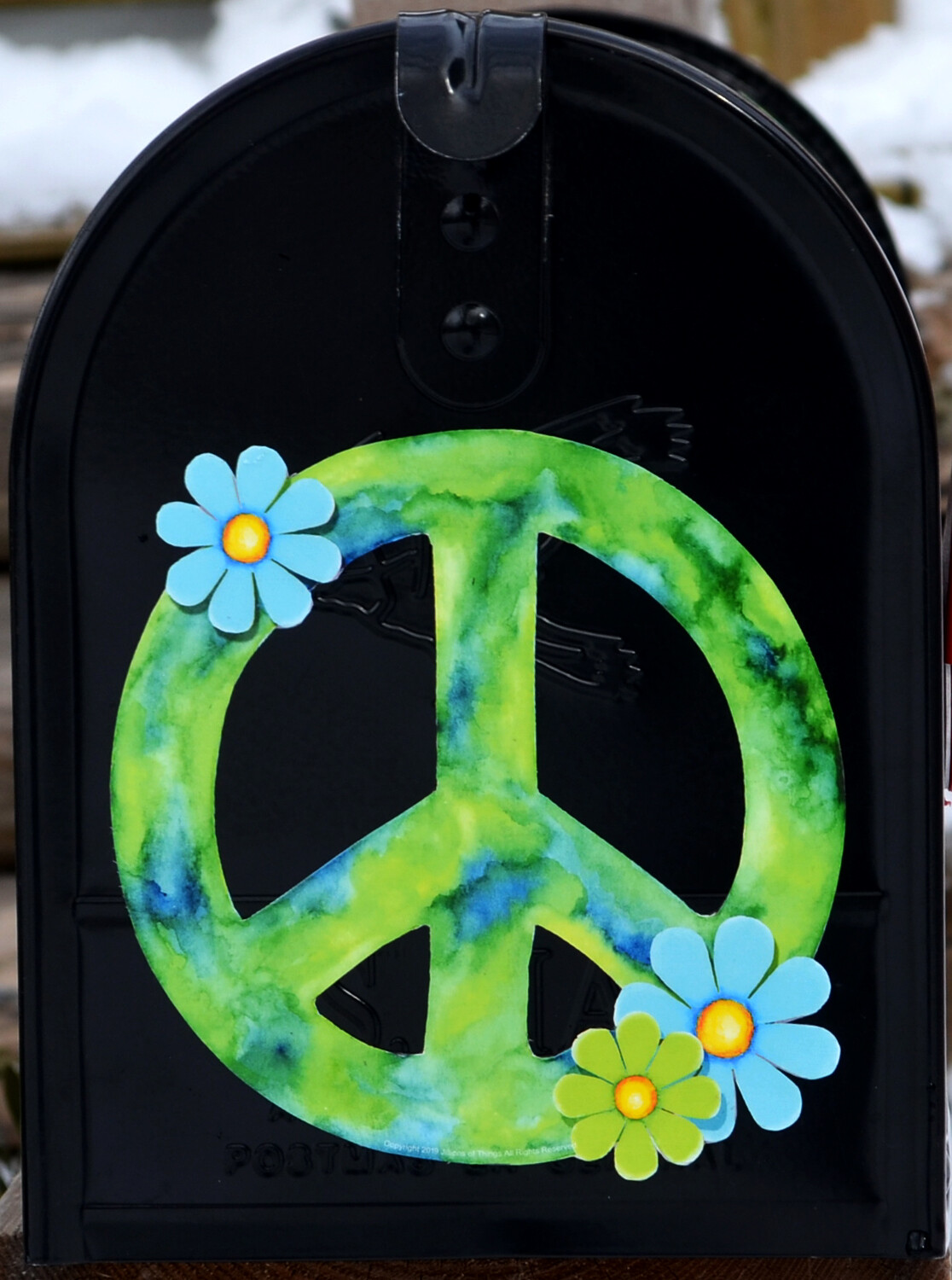 Mailbox Magnet (Partial Cover) Peace Sign Groovy Daisy Daisies Mail Box ...