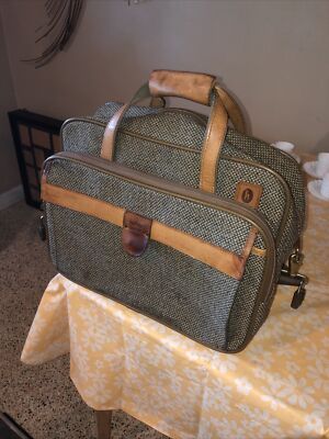Vintage Hartmann Tweed & Brown Leather Laptop Bag Carry On Weekender ...