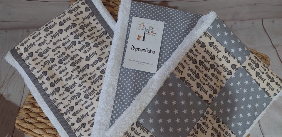 Grey Fish Unisex Baby Burp Cloths Fish Large 60x60cm Set of 3 Gift Baby ...