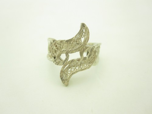 Sterling Silver Etched Filigree Weave Wave Pattern Band Ring Size 6 | eBay