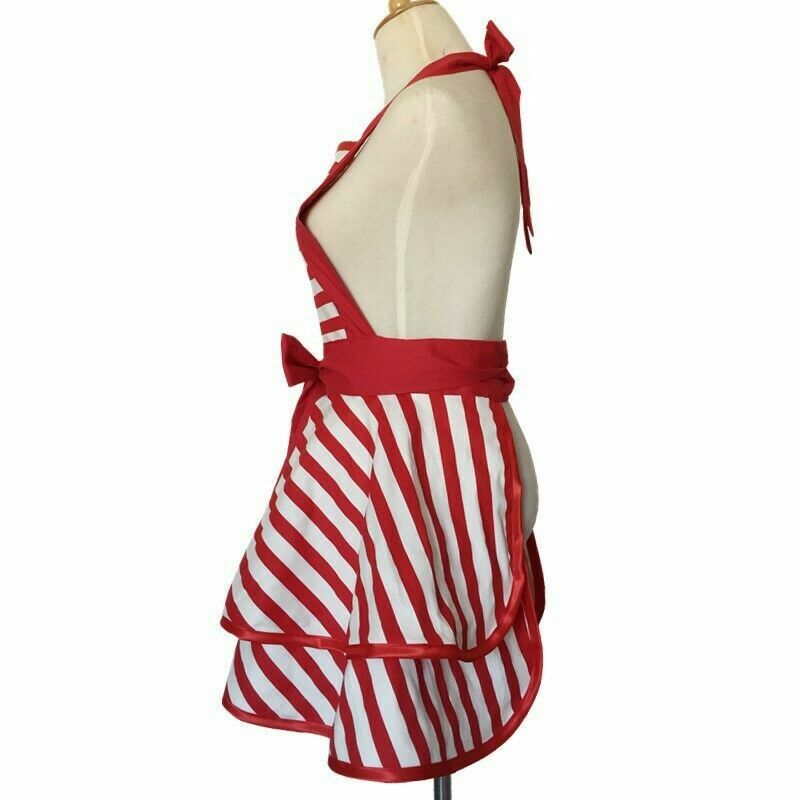 Woman Girls Adjustable Cotton Striped Apron Dress Vintage Cooking ...