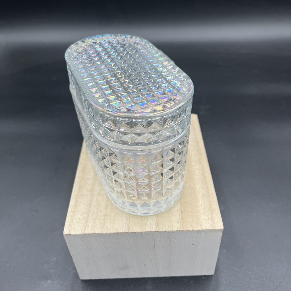 Target Bullseye Playground Clear Iridescent Glass Trinket Dish 5" x 4 ...