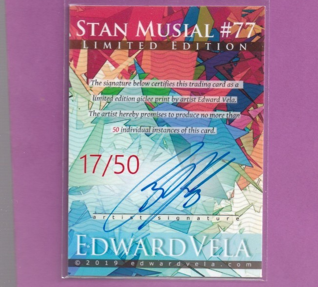 STAN MUSIAL #77 2019 Fine Art Print ACEO Card Artist Signed BY VELA /50 ...
