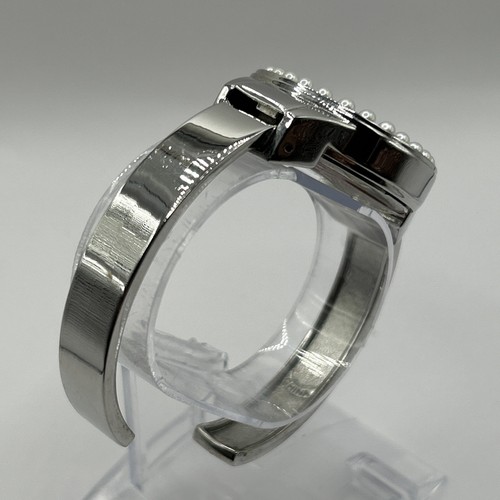 STUDIO TIME Watch Women Cuff Style Faux Pearl Bezel Silver Tone NEW ...