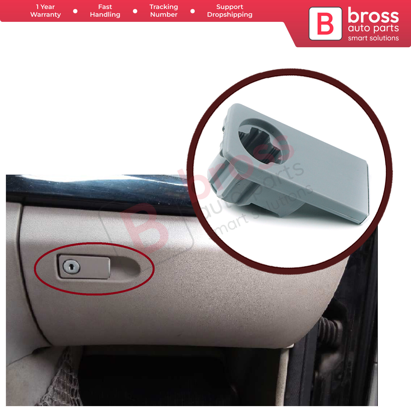 Glove Box Compartment Lid Grip Lock Hole Gray 2046800998 for Mercedes ...