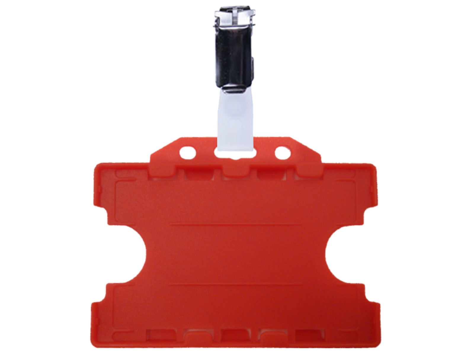 ID Badge Card Holder Plastic Pass Double Sided Landscape Dual & Metal ...