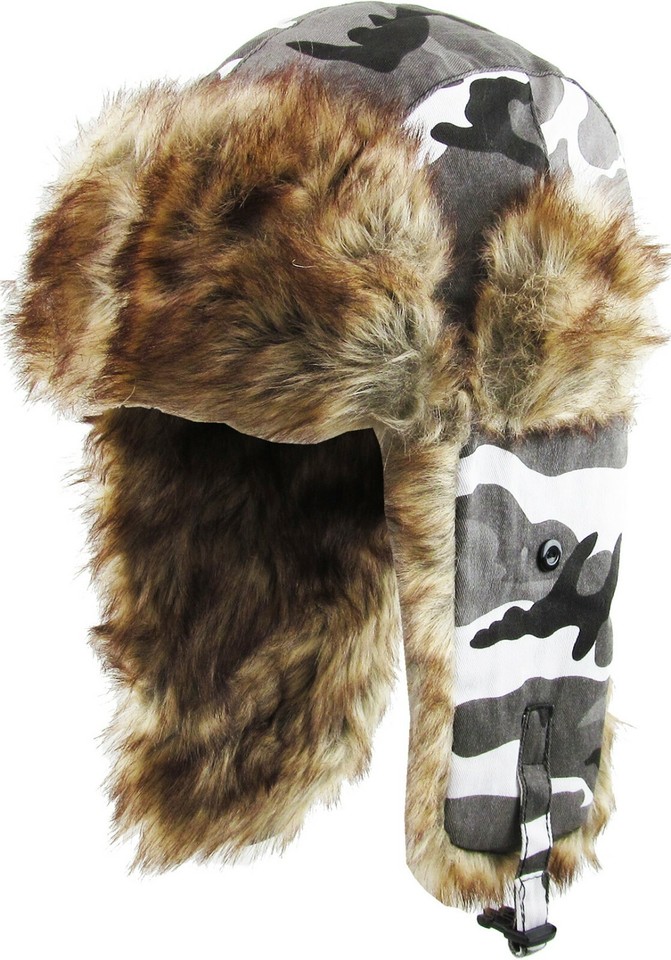 Solid Aviator Trapper Hat Winter Ski Cap Faux Fur | eBay