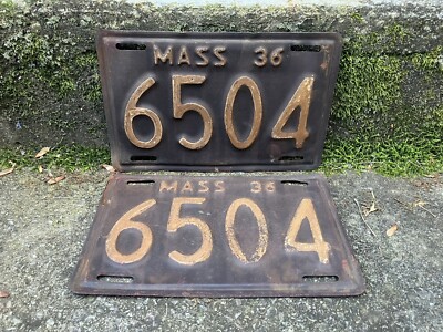 Authentic 1936 Massachusetts License Plates Matched Set Auto Tag | eBay