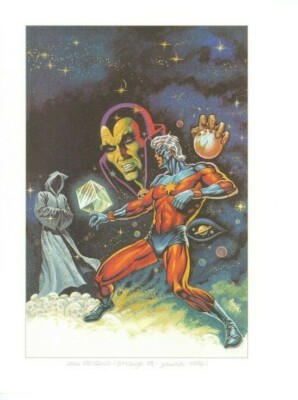 CAPTAIN MARVEL Art PRINT Jean Frisano art 1976 Marvel / Editions Semic ...