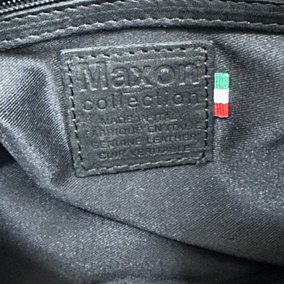 MAXON Collection BLACK Chainlink Pebble LEATHER Purse ITALY Crossbody ...