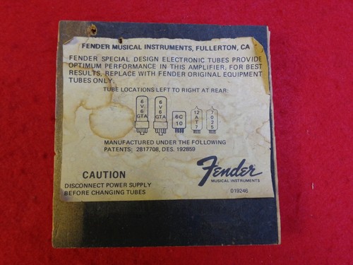 used Fender Super Champ tube chart | eBay