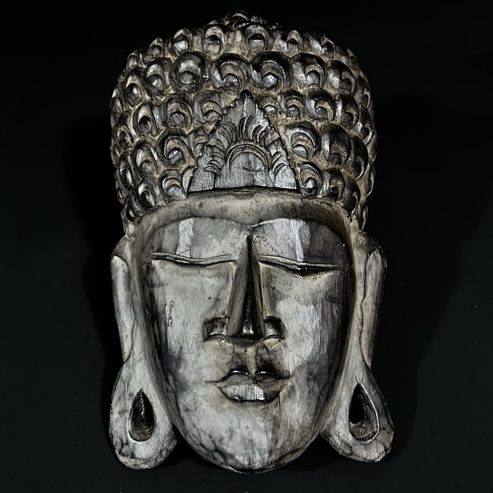 Hand Carved Wooden Buddha Head Mask | eBay