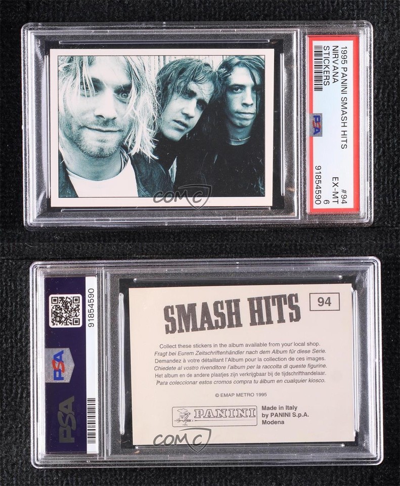 1995 Panini Smash Hits Album Stickers Nirvana Kurt Cobain Dave Grohl ...