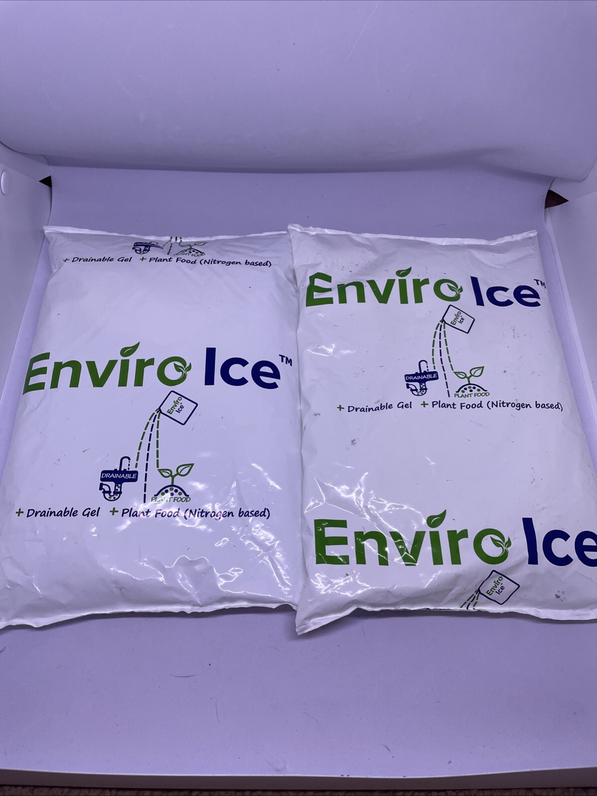 Lot of 2 Enviro Ice Gel Refrigerant Ice Packs + Plant Food - Reusable 3 ...