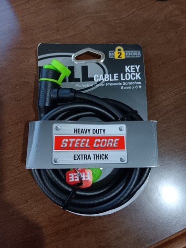 Bell Key Cable Heavy Duty Steel Core Thick 8mm x 6ft Bike Lock with Two ...
