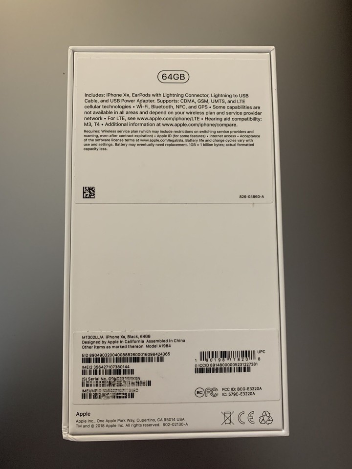 EMPTY BOX For Apple iPhone XR Black 64gb NO Accessories | eBay