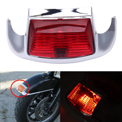 RED CHROME PLATED FRONT FENDER TIP LIGHT LED FOR HARLEY TOURING ...