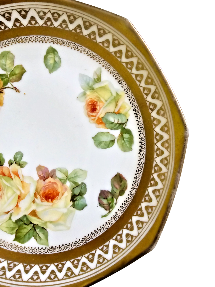 Prussia Porcelain Plate Yellow Roses 8" | eBay