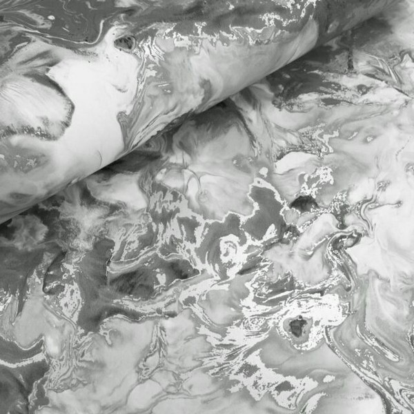 Muriva (166501) - Elixir Liquid Marble Silver Effect Wallpaper 10m Roll ...