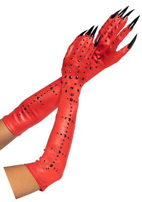 Leg Avenue Rhinestone Demon Claw Gloves, Red, One Size | eBay
