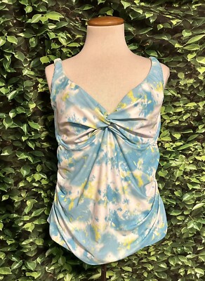 Venus Tankini Swim Top Blue White Yellow Womens Plus 18 | eBay