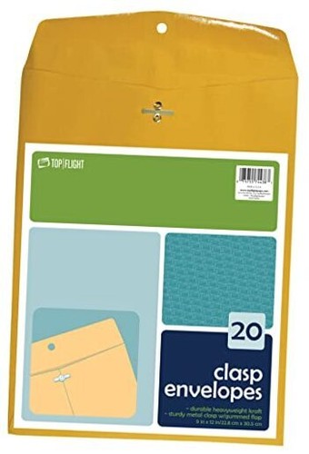 Clasp Envelopes, Paper, Gummed and Clasped Closure, 9 x 12 Inches ...