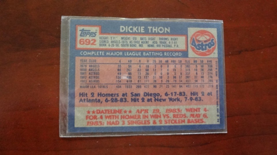 1984 TOPPS # 692 DICKIE THON BASEBALL CARD | eBay