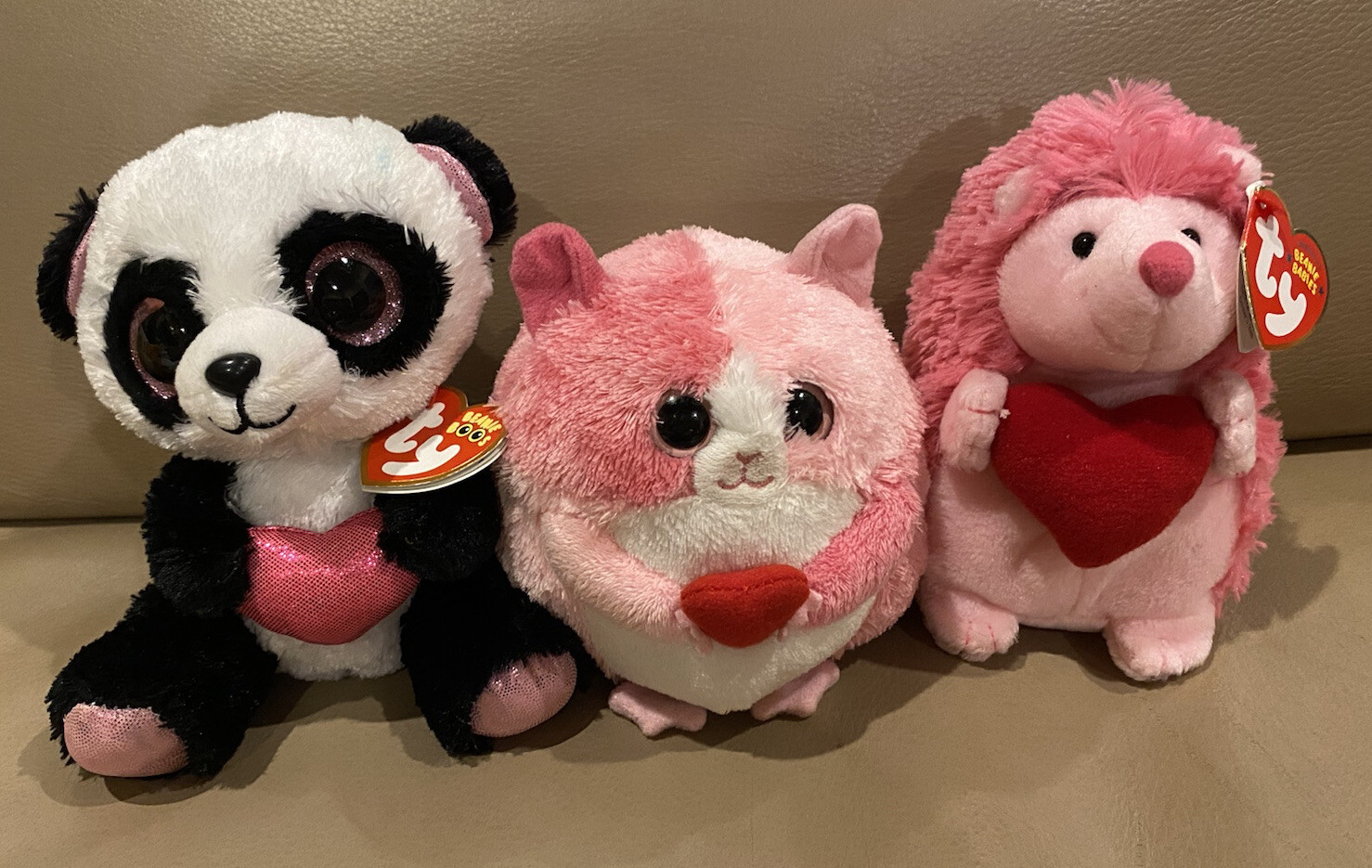 Ty Beanie Ballz Boos Babies Hamster Cutie Pie Panda Smitten Hedgehog ...