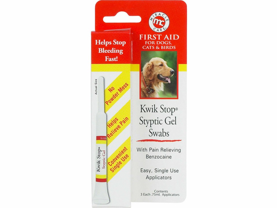 Kwik Stop Styptic Gel Swabs Dog Grooming Frist Aid Three Single Use ...