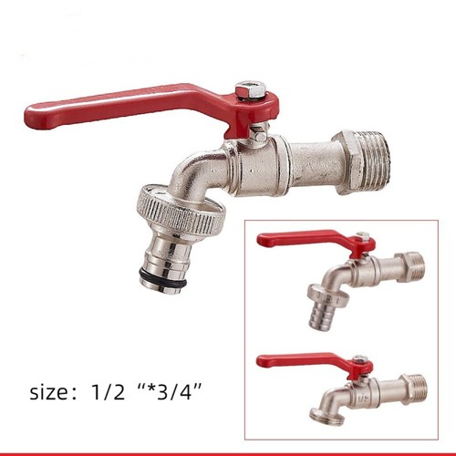 with Red Handle Lever Water Tap 1/2x3/4 Faucet Adapter | eBay