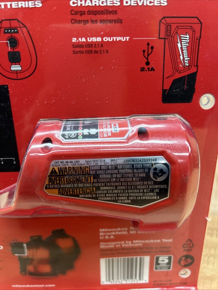 Milwaukee 48-59-1201 M12 Compact Charger and Power Source 12V - K73 | eBay