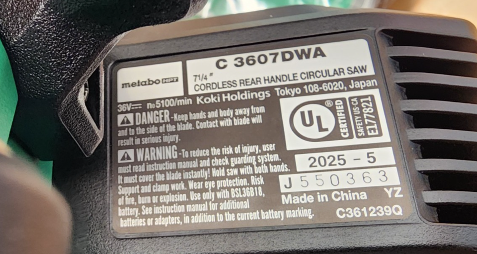 Metabo HPT 7-1/4-in 36V Circular saw C3607DWA | eBay